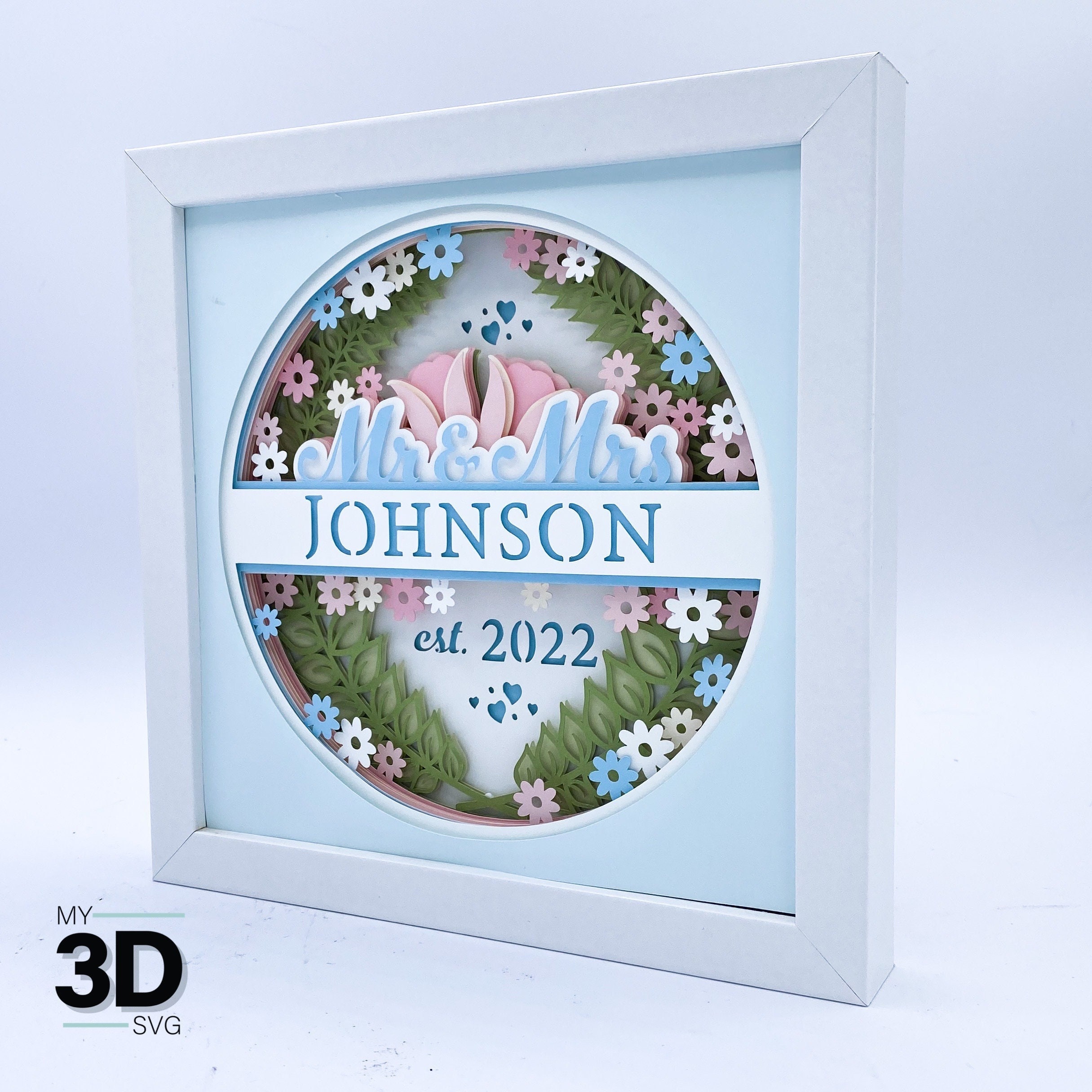 CUSTOMIZABLE 3D WEDDING Shadow Box Svg for Cricut for - Etsy