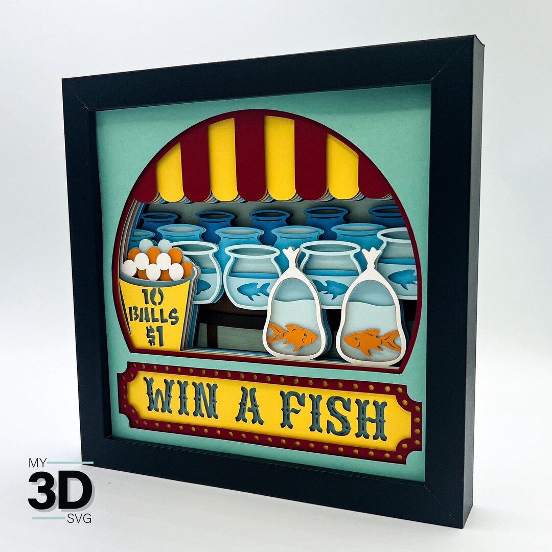 3D WIN A FISH SVG - Shadow Box Svg - for Cricut - for Silhouette - Etsy