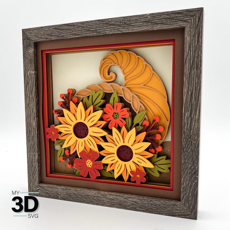 3D CORNUCOPIA BOUQUET Svg - Shadow Box Svg - for Cricut - for ...