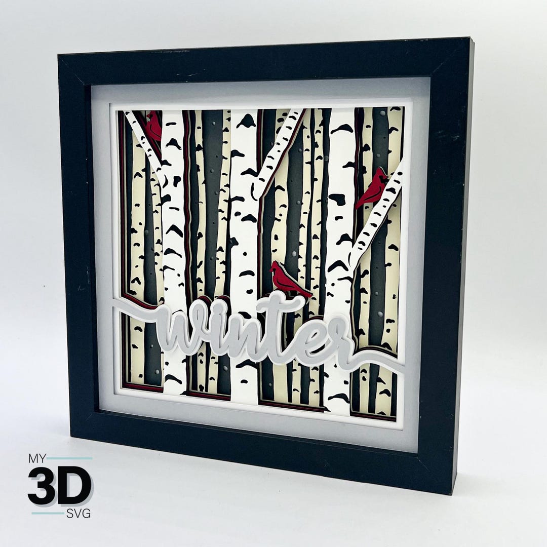 3D WINTER BIRCH TREE Forest Svg - Winter Shadow Box Svg - for Cricut ...