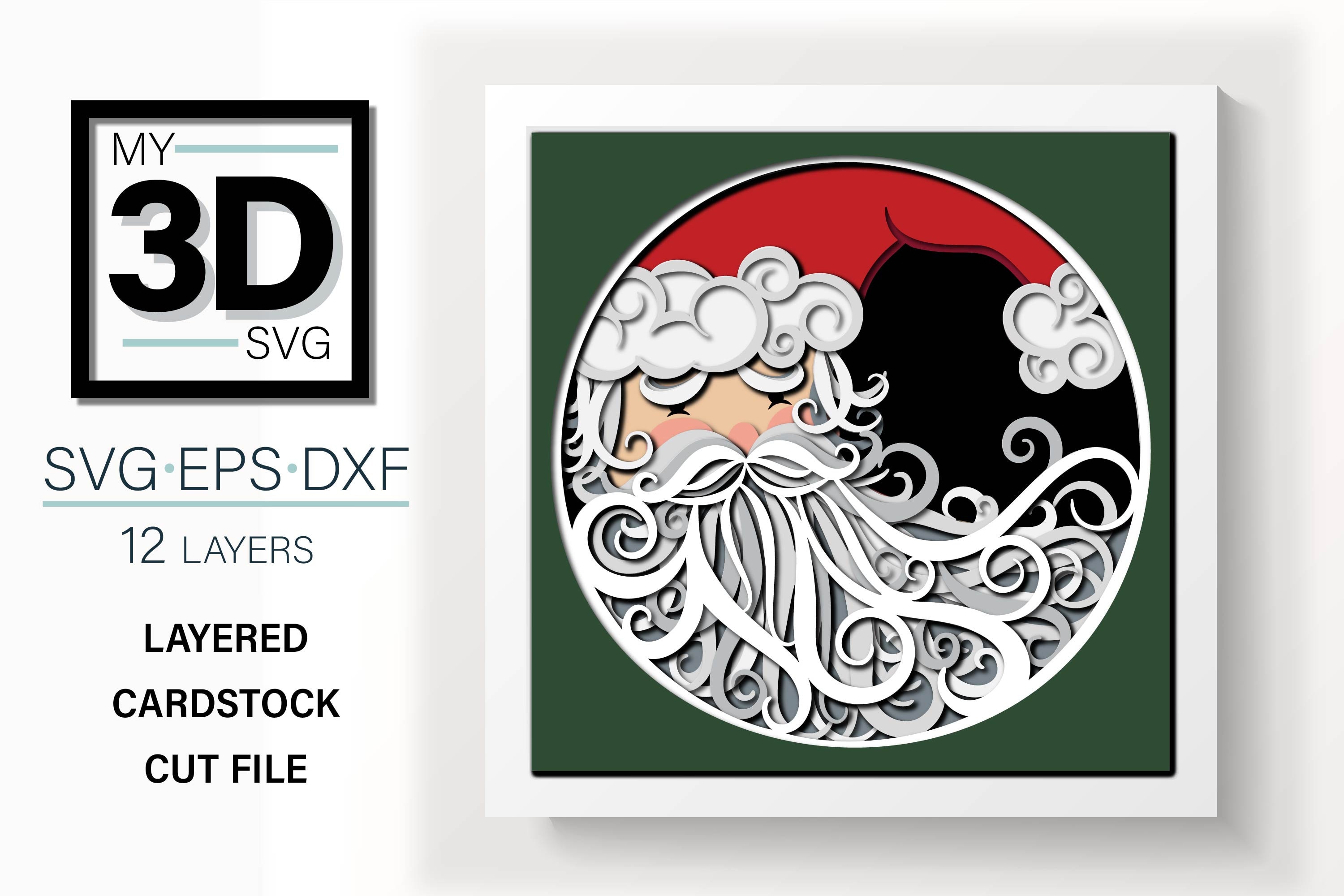 3D SANTA Svg Father Christmas Svg CHRISTMAS Svg - Etsy