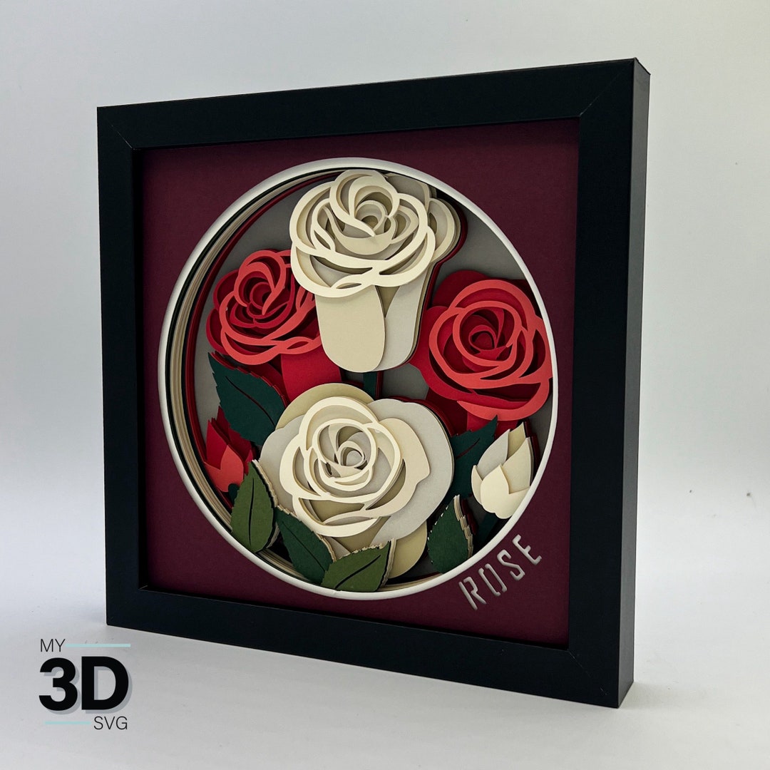 3D ROSE Shadow Box Svg - for Cricut - for Silhouette - Etsy
