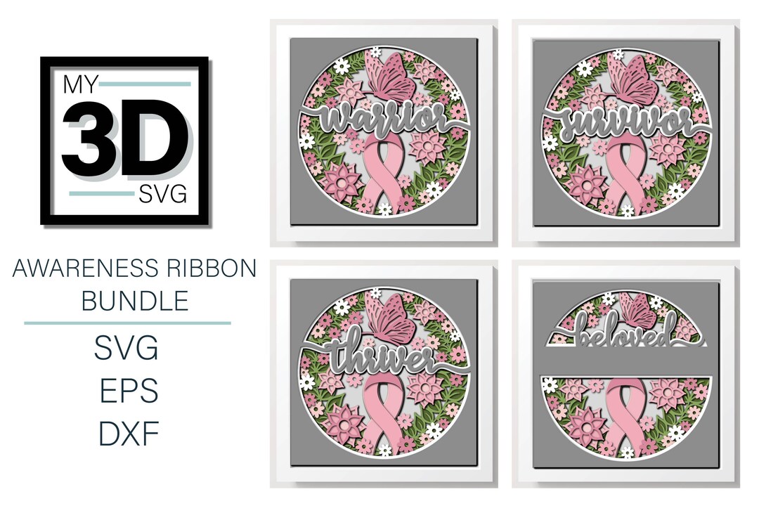 3D AWARENESS RIBBON BUNDLE - Awareness Ribbon Svg - for Cricut - for ...