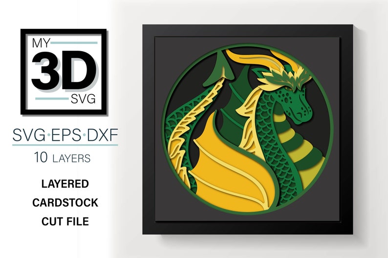 3D DRAGON SVG Shadow Box Svg for Cricut for Silhouette - Etsy