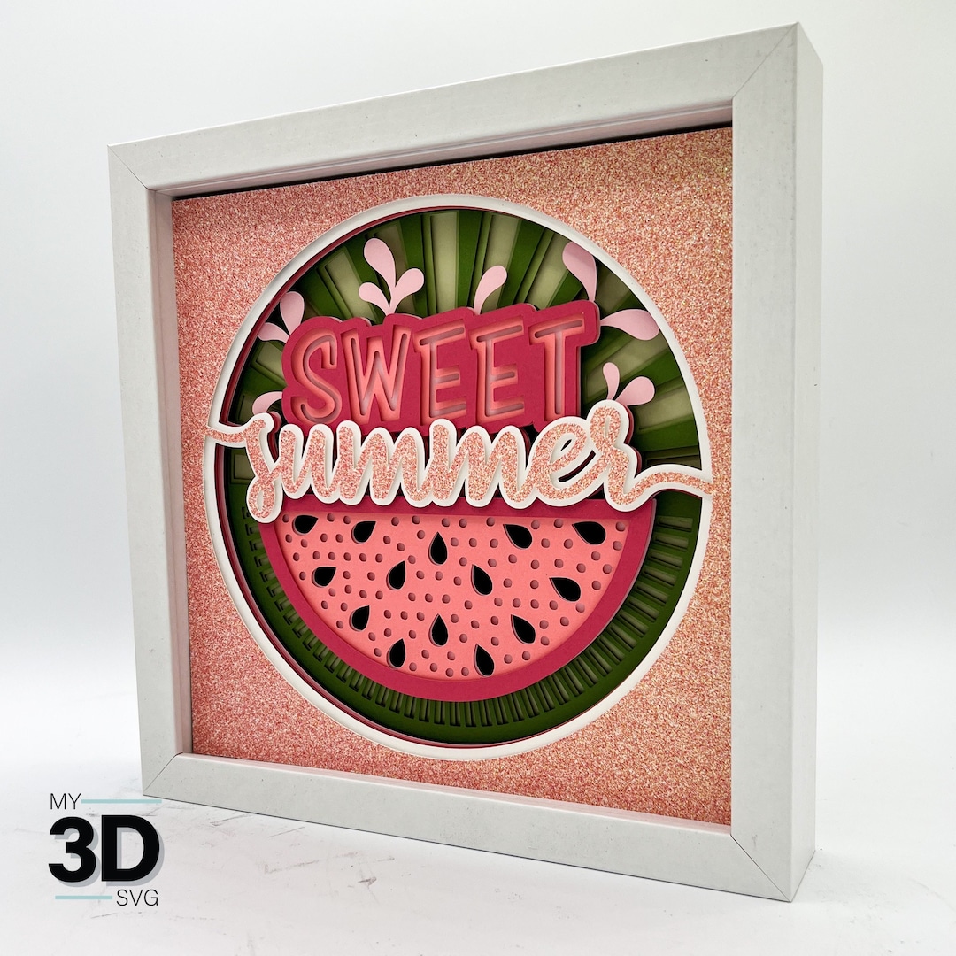 3D SWEET SUMMER SVG -summer Shadow Box Svg - 3D Watermelon Svg ...