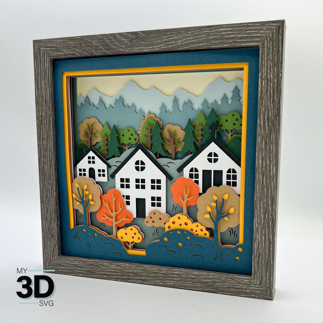 3D FALL VILLAGE Svg - Fall Shadow Box Svg - for Cricut - for Silhouette ...