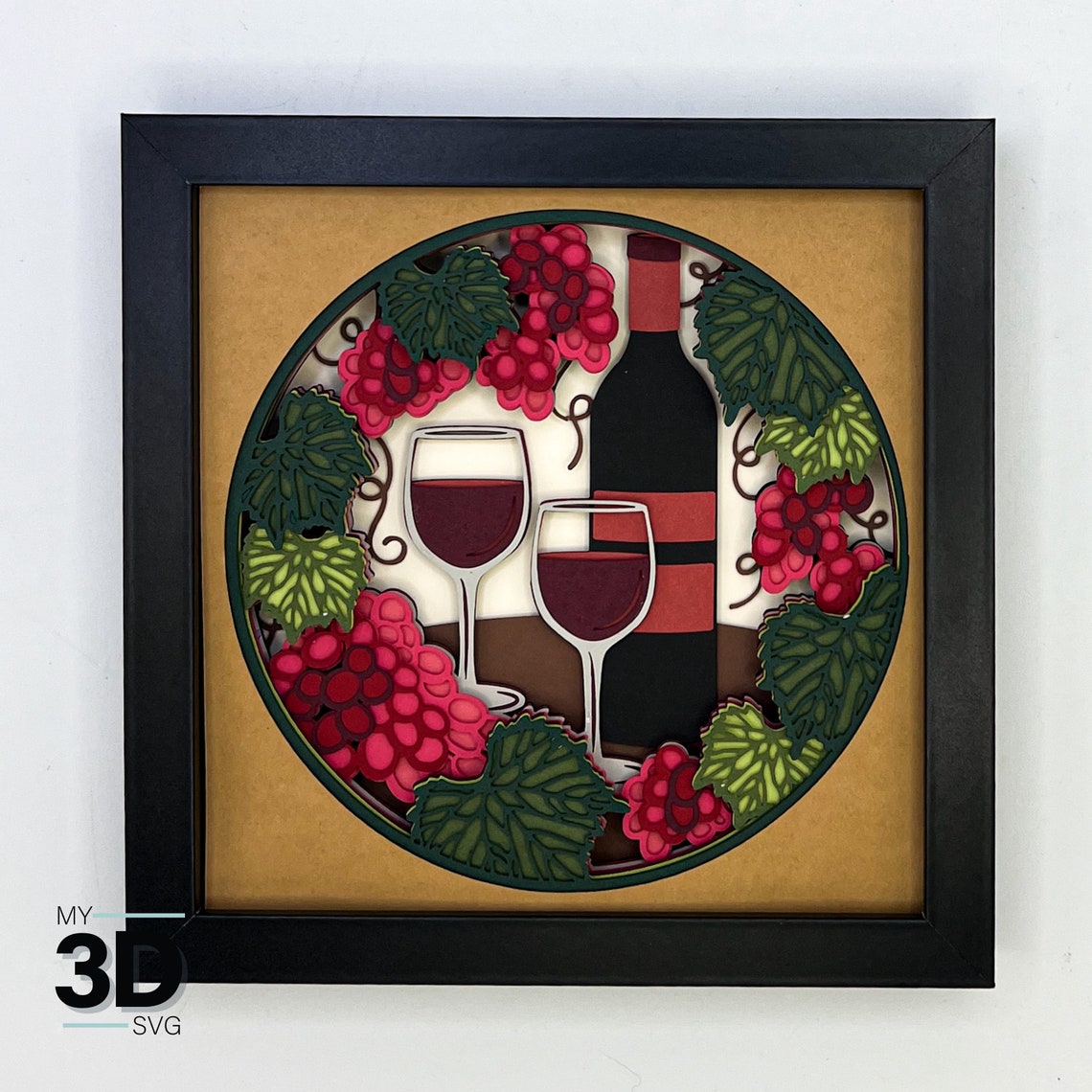 3D WINE Svg - Shadow Box Svg - Layered Cardstock Svg - for Cricut - for ...
