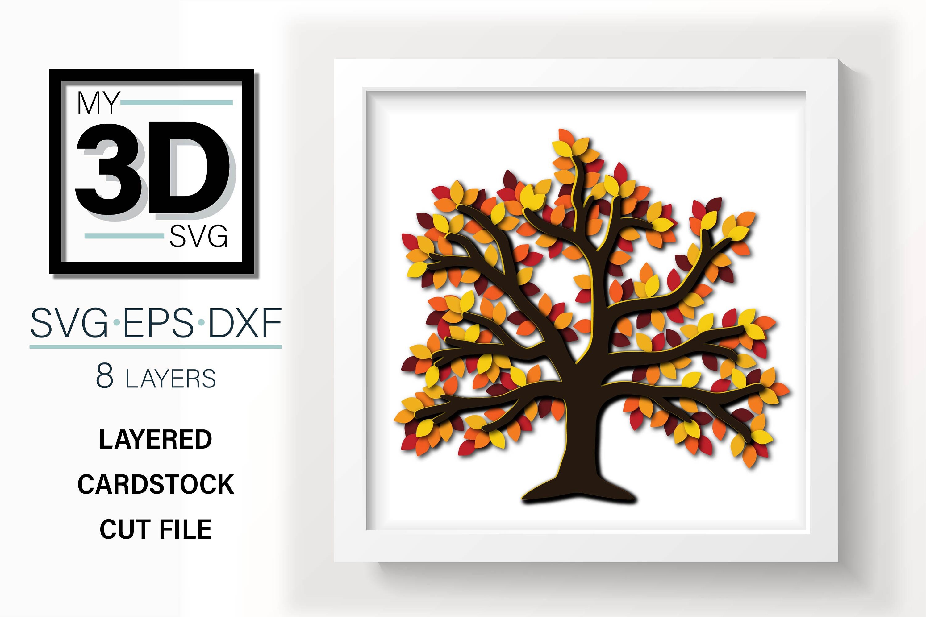 3D FALL TREE SVG Fall Svg Shadow Box Svg for Cricut | Etsy