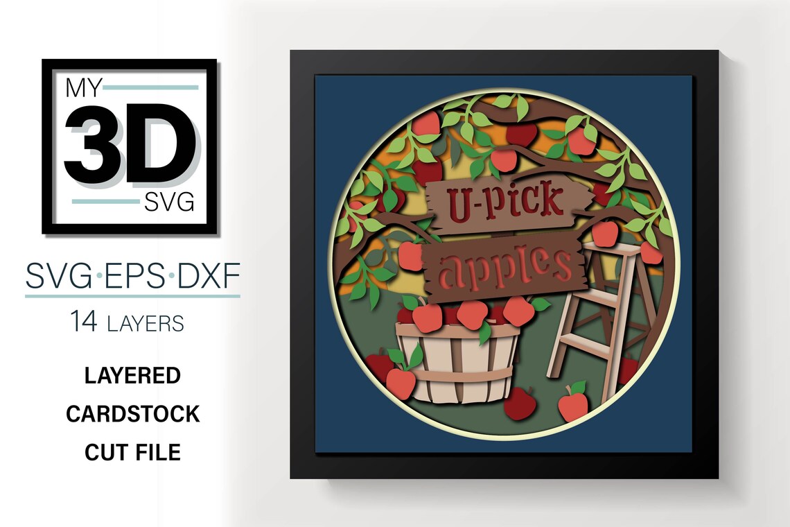 3D APPLE PICKING Svg FALL Shadow Box Svg for Cricut for - Etsy