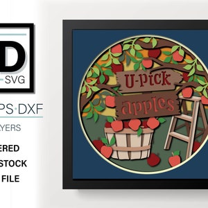 3D APPLE PICKING Svg - FALL Shadow Box Svg - for Cricut - for ...