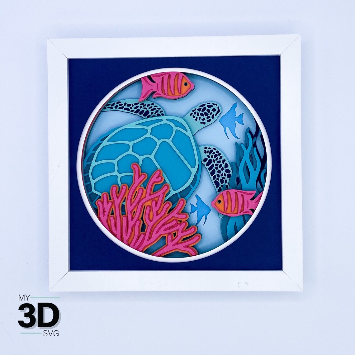 3D SEA TURTLE Svg - Ocean Life Shadow Box - for Cricut - for Silhouette ...
