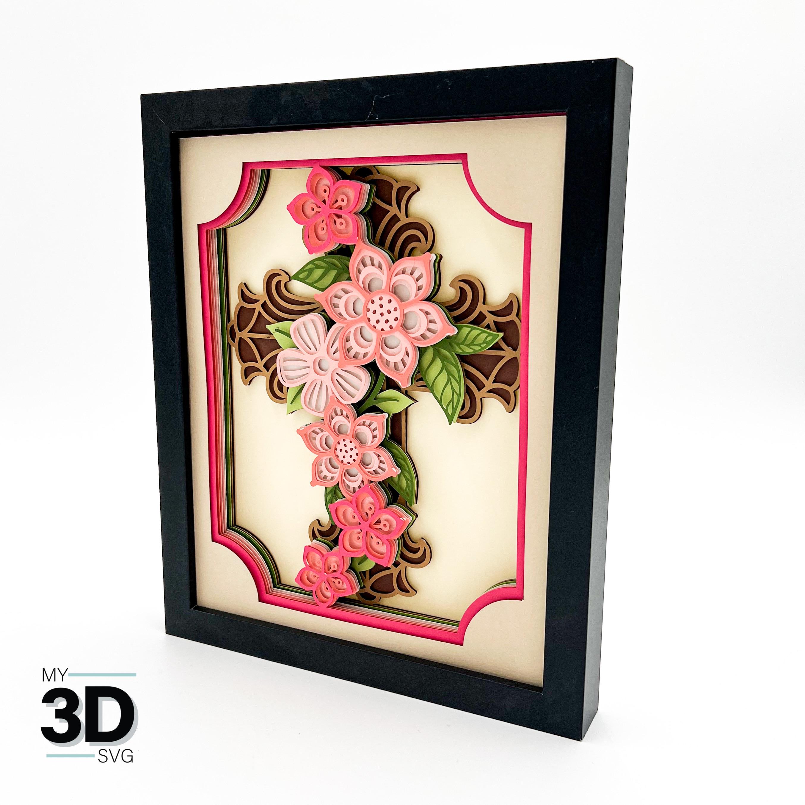 3D FLOWER CROSS Svg - Shadow Box Svg - for Cricut - for Silhouette - Etsy