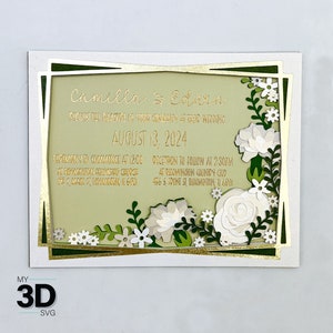 3D WEDDING CARD SVG Customizable Card or Shadow Box Svg layered ...