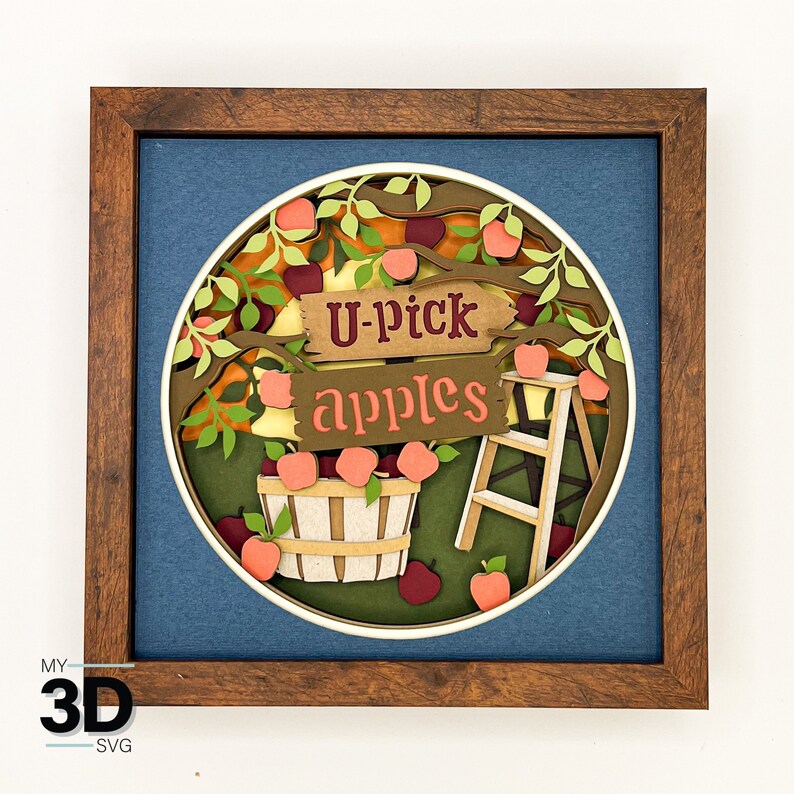 3D APPLE PICKING Svg - FALL Shadow Box Svg - for Cricut - for ...