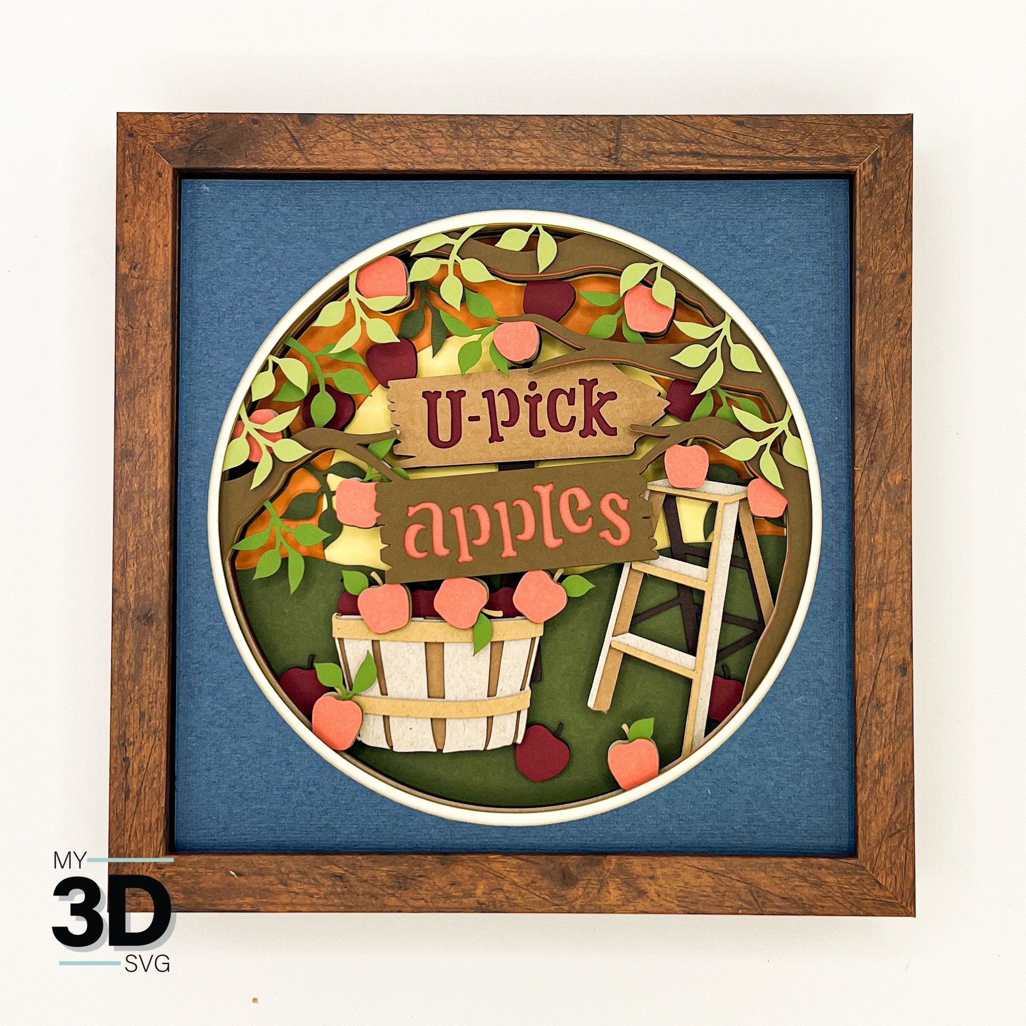 3D APPLE PICKING Svg FALL Shadow Box Svg for Cricut for - Etsy