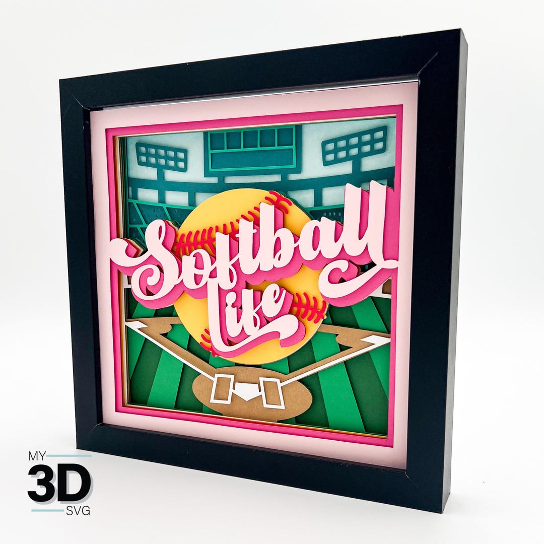 3D SOFTBALL STADIUM Svg -SPORTS Shadow Box Svg -layered Cardstock Svg ...