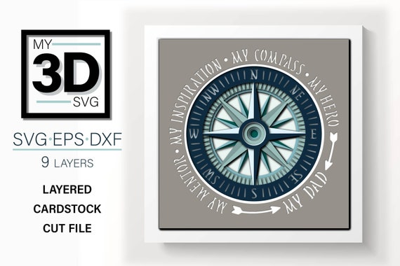 3D COMPASS DAD Shadow Box Svg for Cricut for Silhouette - Etsy