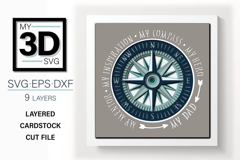 3D COMPASS DAD Shadow Box Svg - for Cricut - for Silhouette - Etsy