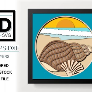 3D SEASHELLS on BEACH SVG - Layered Shadow Box Svg - for Cricut - for ...