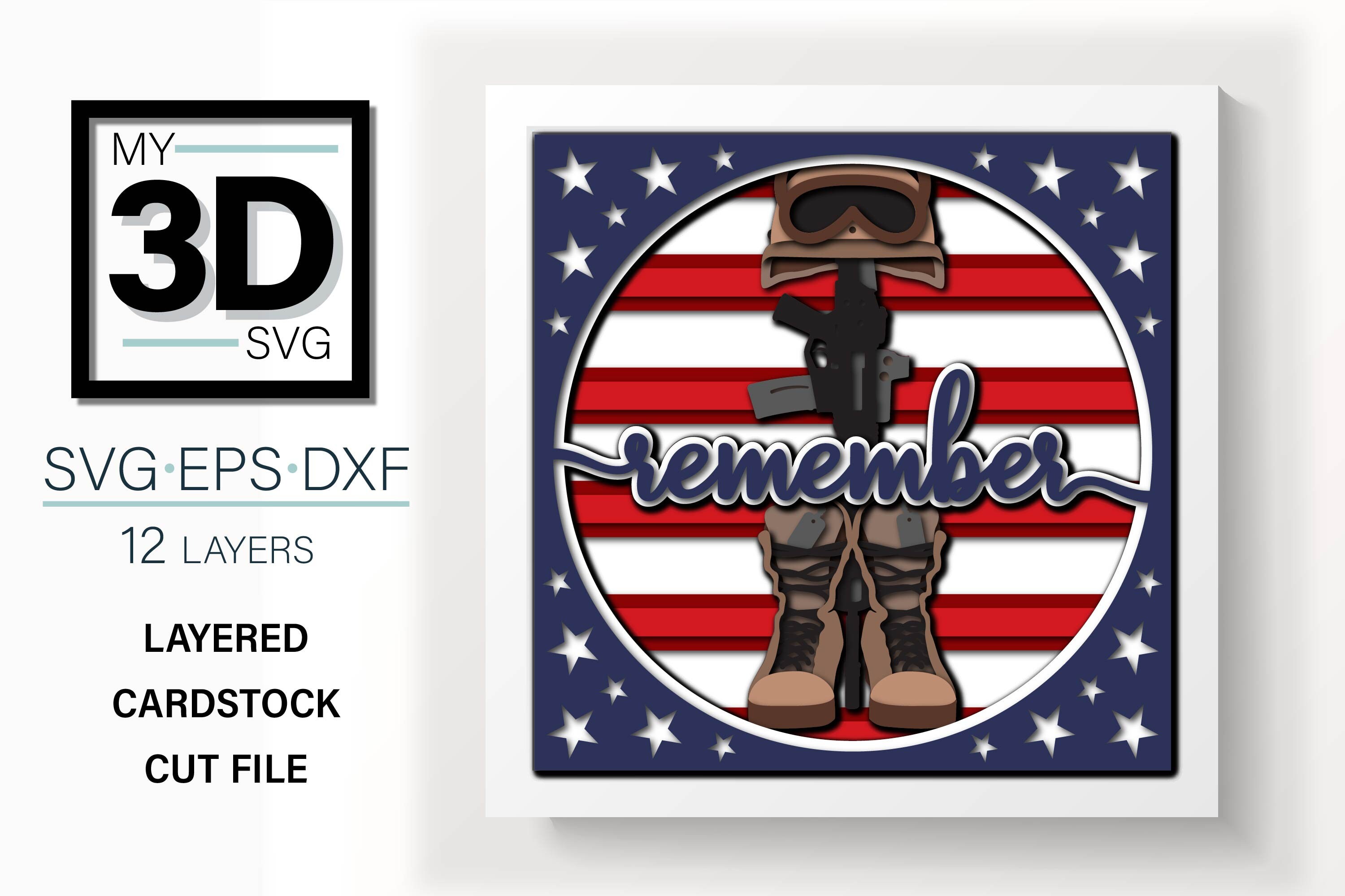 3D BATTLEFIELD CROSS SVG Memorial Day Shadow Box Svg Road - Etsy
