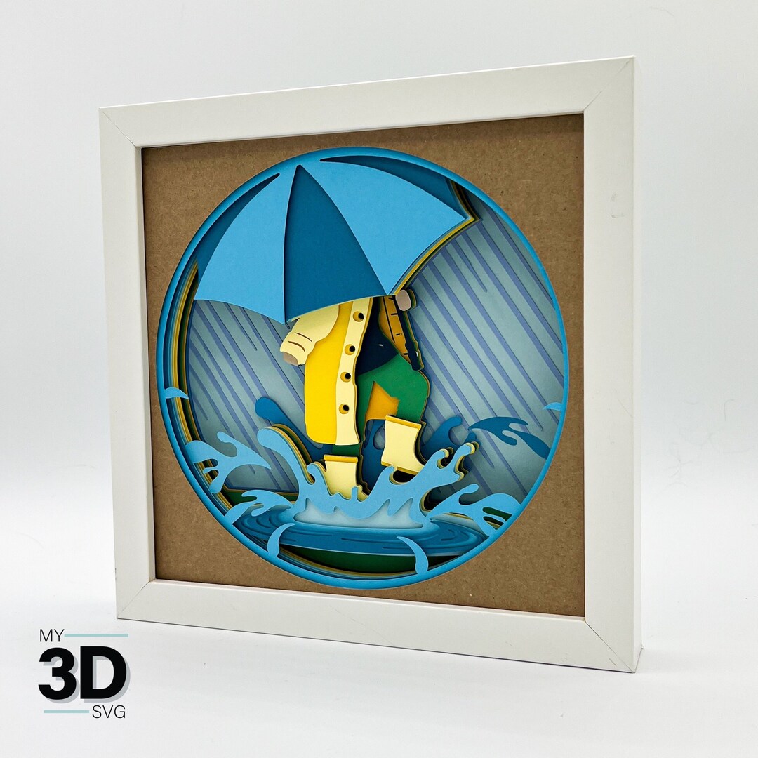 3D SPLASHING IN PUDDLE Svg -spring Shadow Box Svg -layered Cardstock ...
