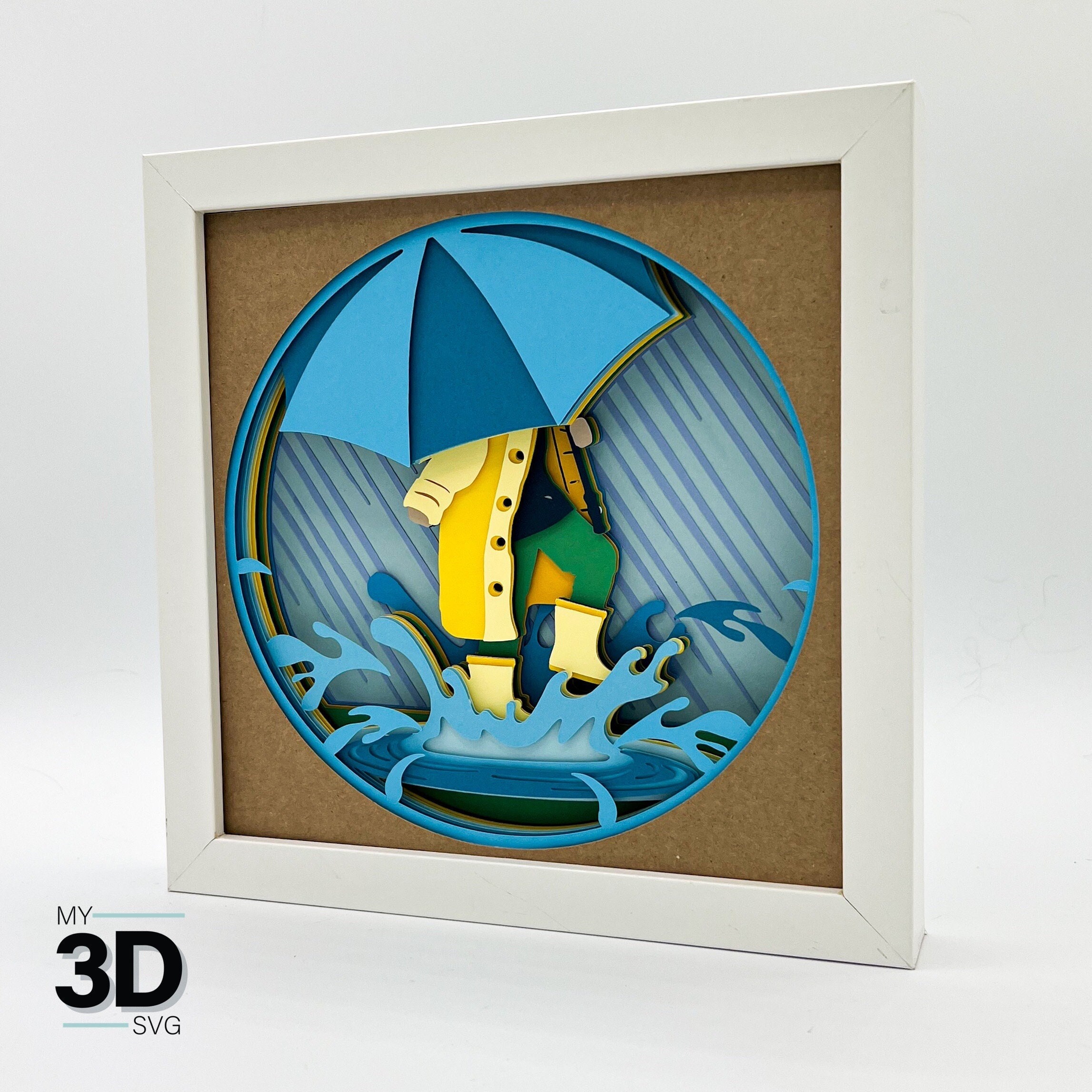 3D SPLASHING IN PUDDLE Svg spring Shadow Box Svg layered - Etsy Australia