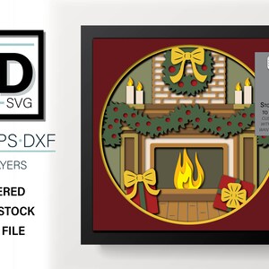 3D MANTLE With STOCKINGS Svg - 3D Christmas Svg - CHRISTMAS Shadow Box ...