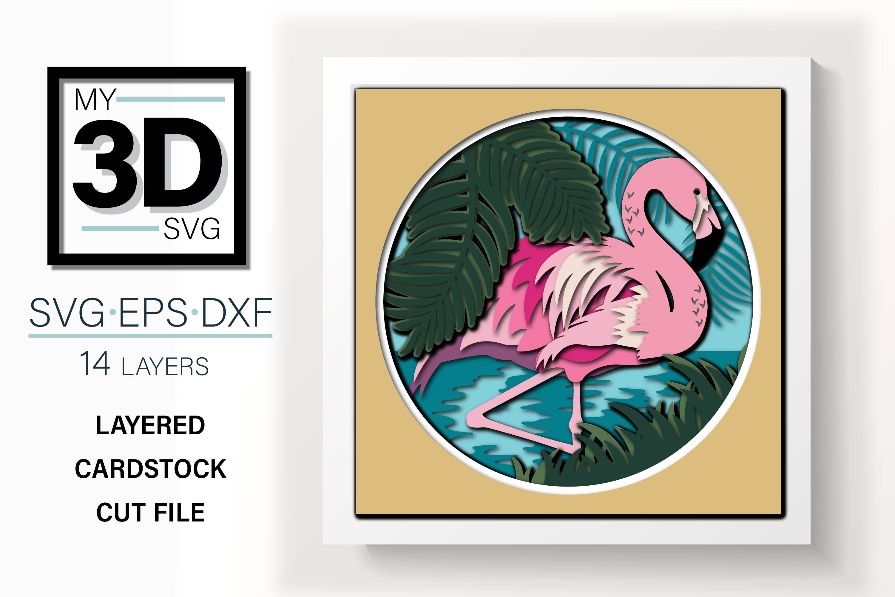 3D FLAMINGO Svg TROPICAL Shadow Box for Cricut for - Etsy
