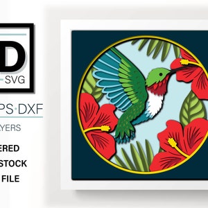 3D HUMMINGBIRD Svg - Shadow Box Svg - Layered Cardstock Svg - for ...