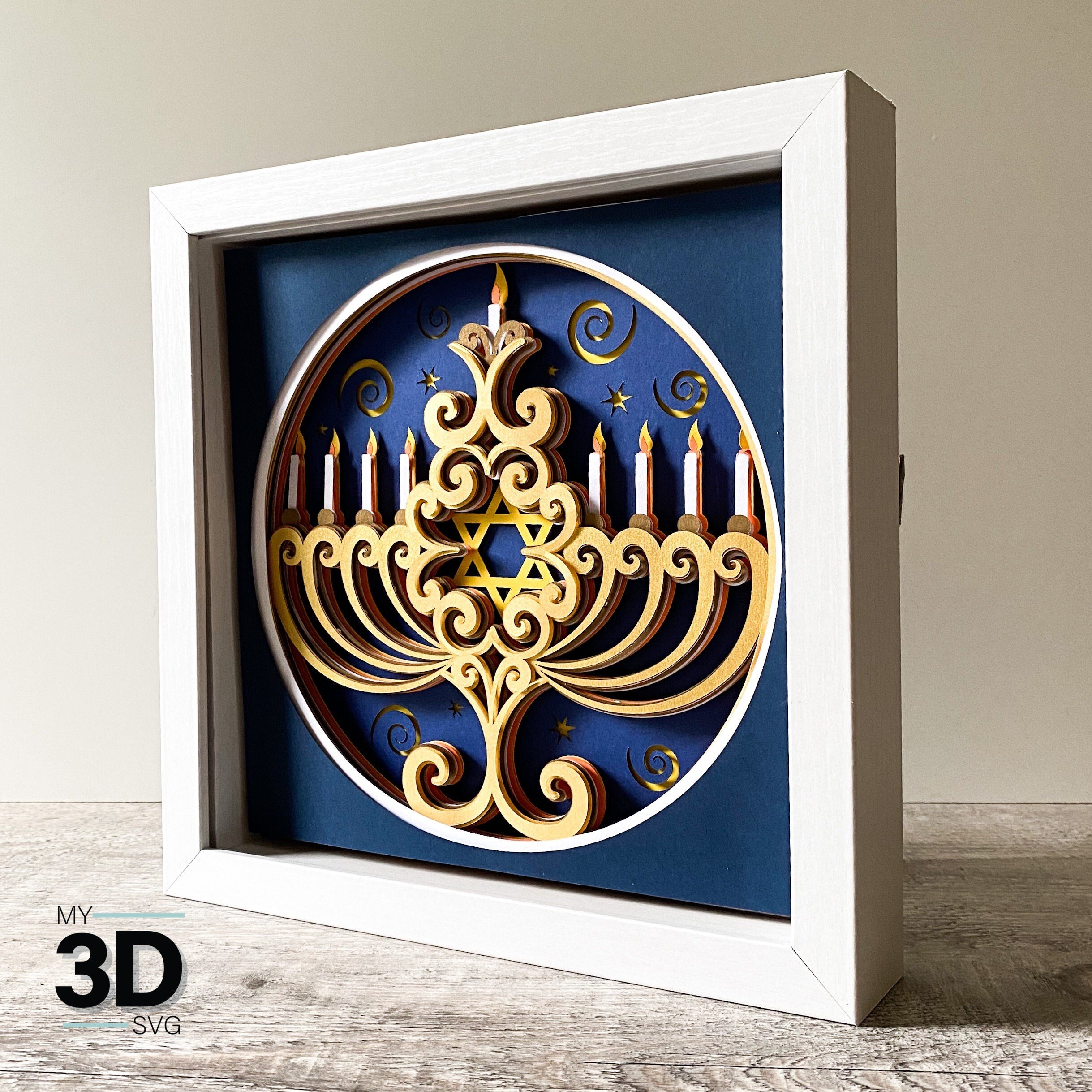 3D HANUKKAH Svg - 3D Menorah Svg - Shadow Box Svg - for Cricut - for ...
