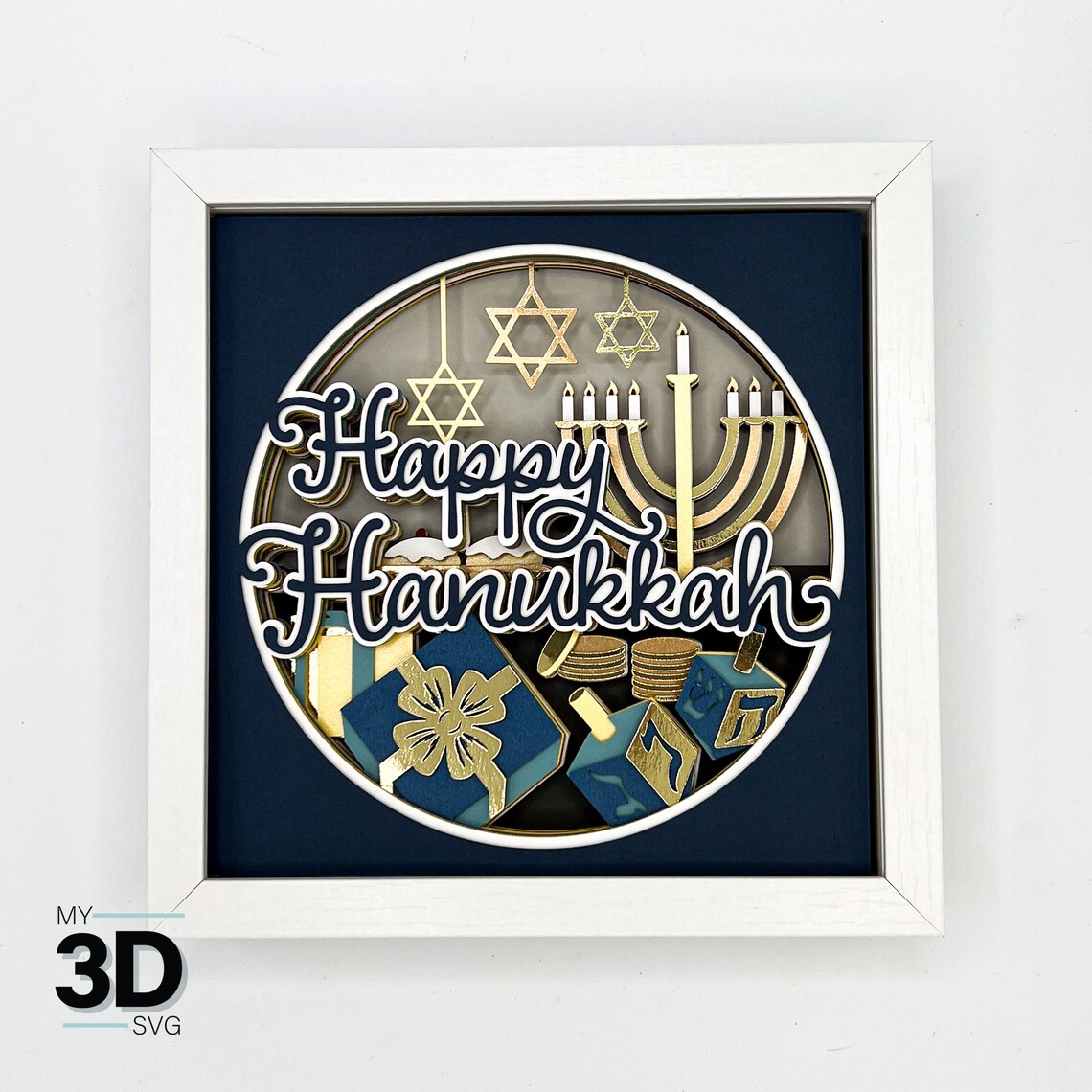 3D HAPPY HANUKKAH Svg 3D Hanukkah Svg Hanukkah Shadow Box - Etsy