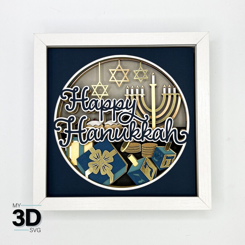 3D HAPPY HANUKKAH Svg 3D Hanukkah Svg Hanukkah Shadow Box - Etsy