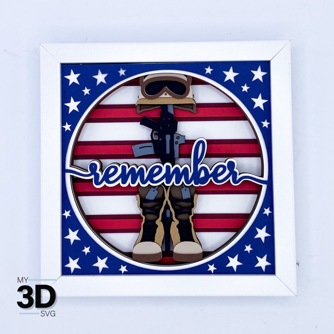 3D BATTLEFIELD CROSS SVG Memorial Day Shadow Box Svg Road - Etsy