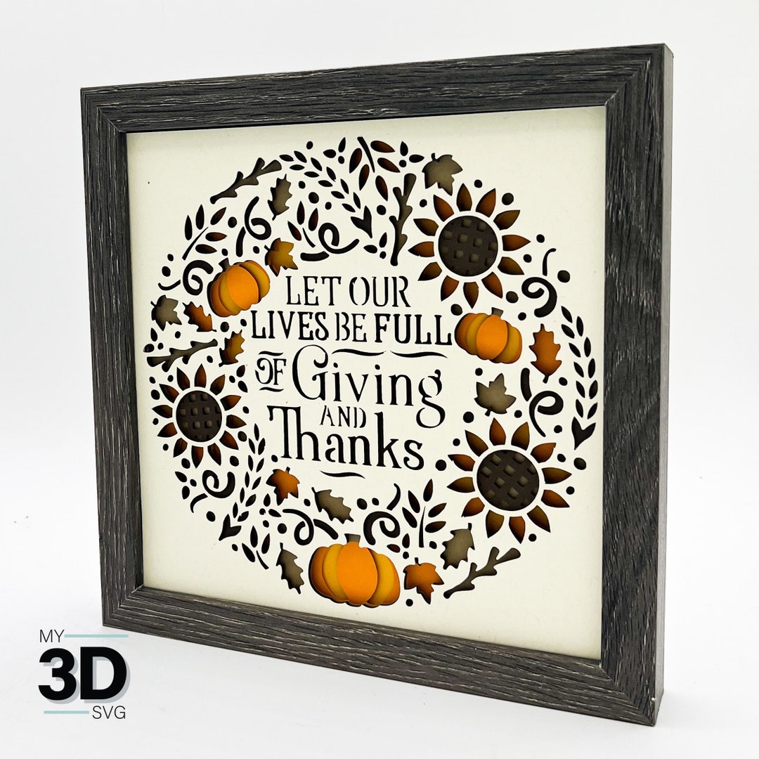 3D GIVING and THANKS Svg - FALL Shadow Box Svg - for Cricut - for ...