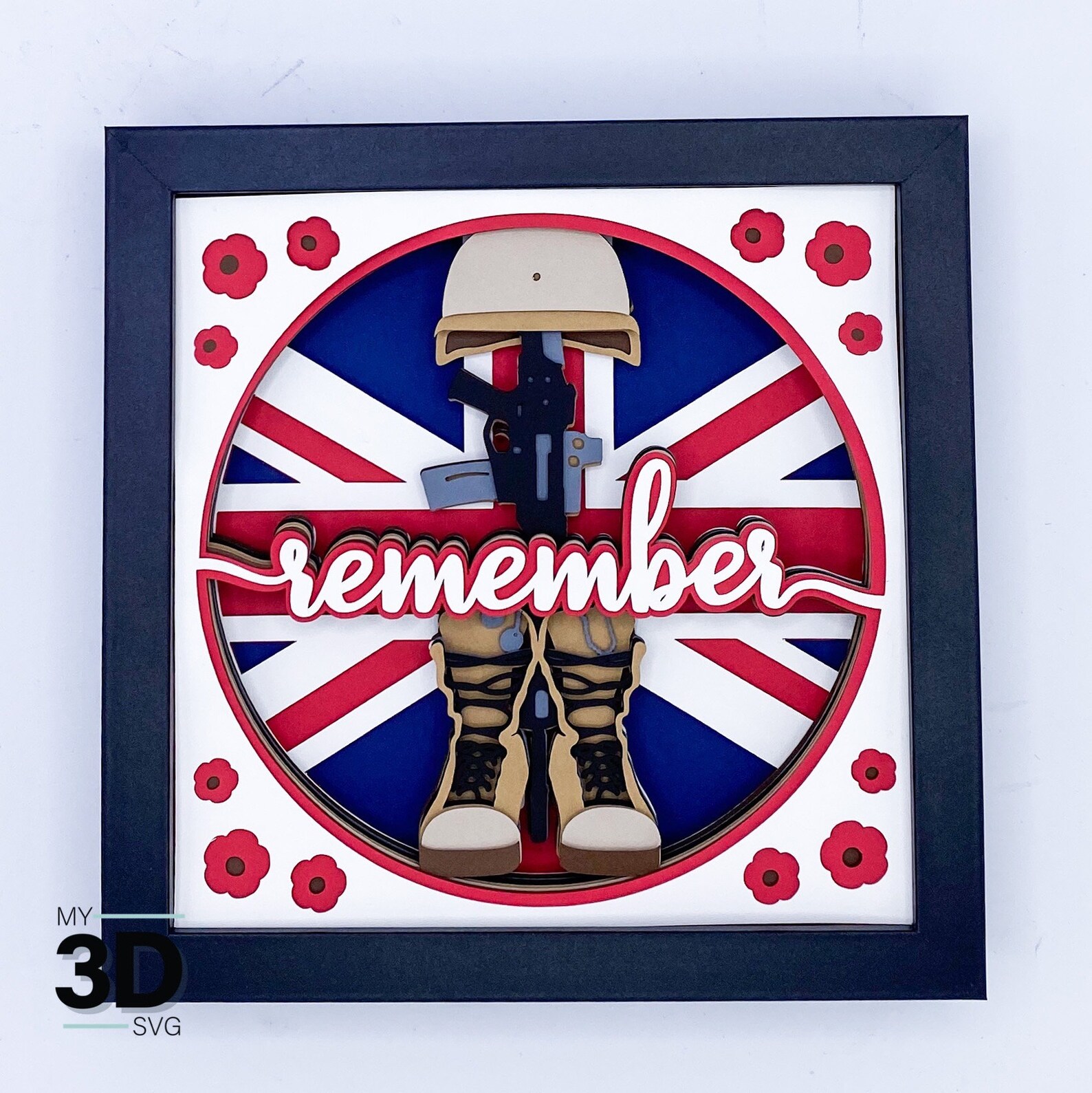 3D UK BATTLEFIELD CROSS Svg - Remembrance Day Shadow Box Svg - Road ...