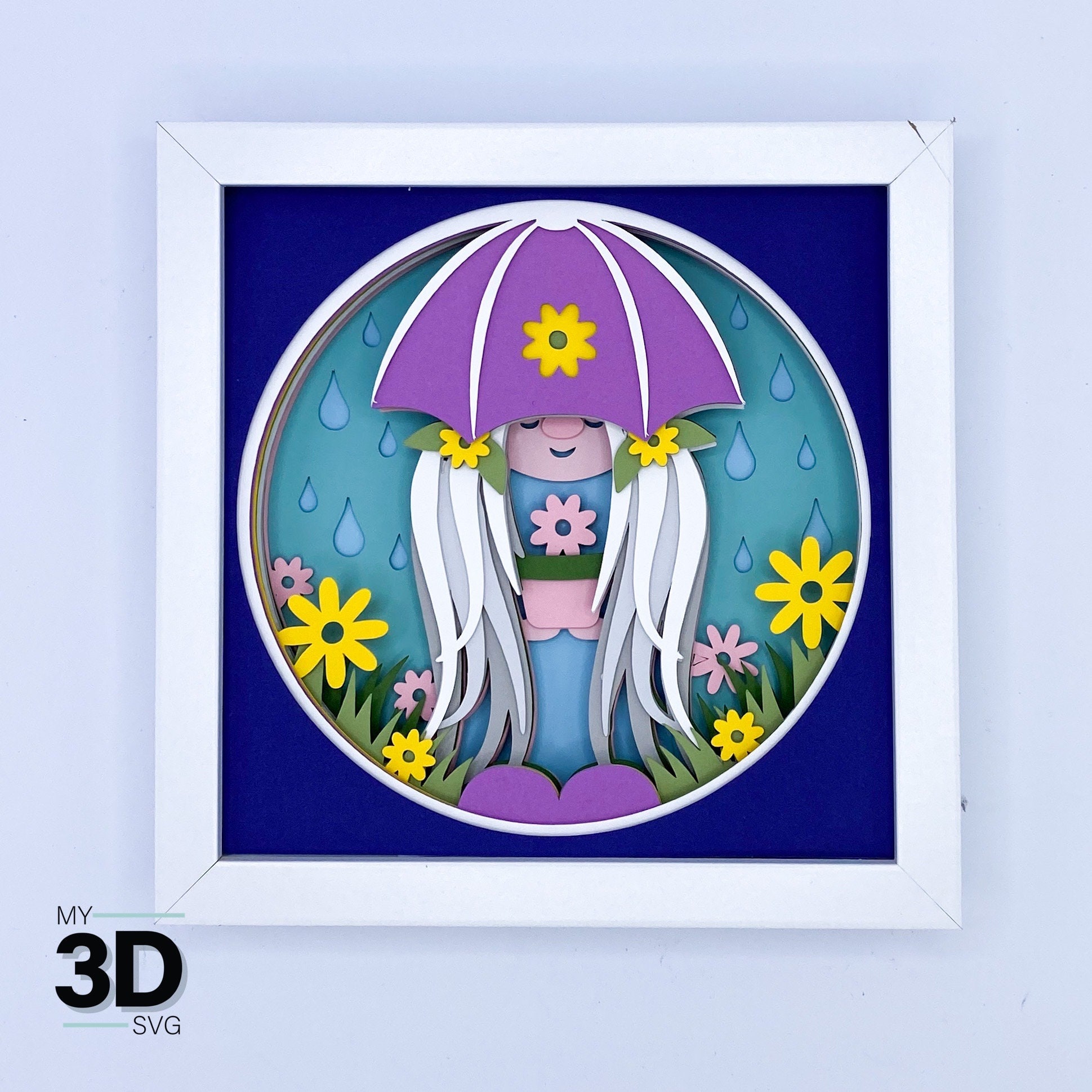 3D SPRING GNOME 3 Svg SPRING Svg Shadow Box Svg for - Etsy