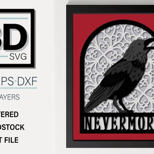 3D THE RAVEN Svg - Halloween Shadow Box Svg - for Cricut - for ...