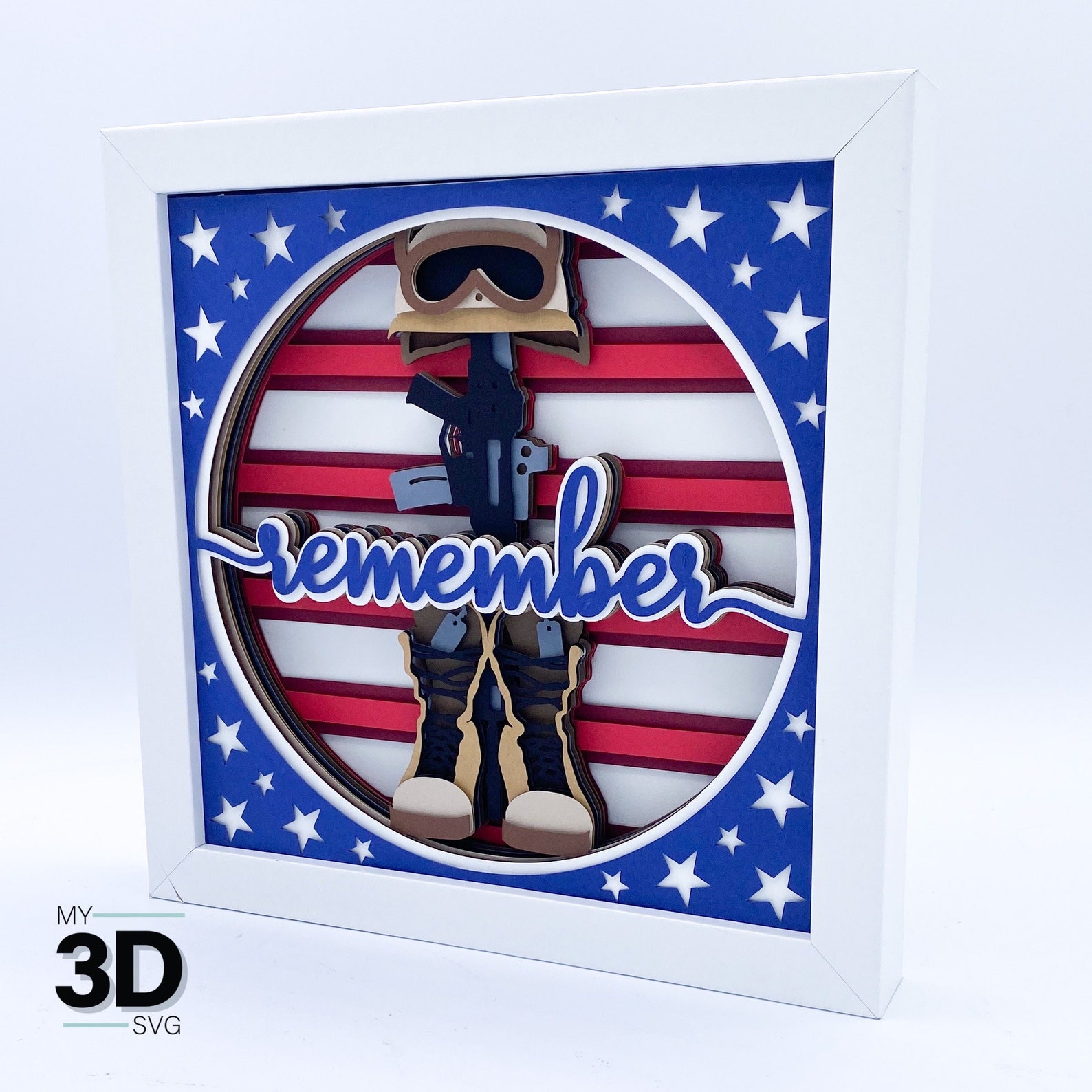 3D BATTLEFIELD CROSS SVG - Memorial Day Shadow Box Svg - Road Trip Svg ...