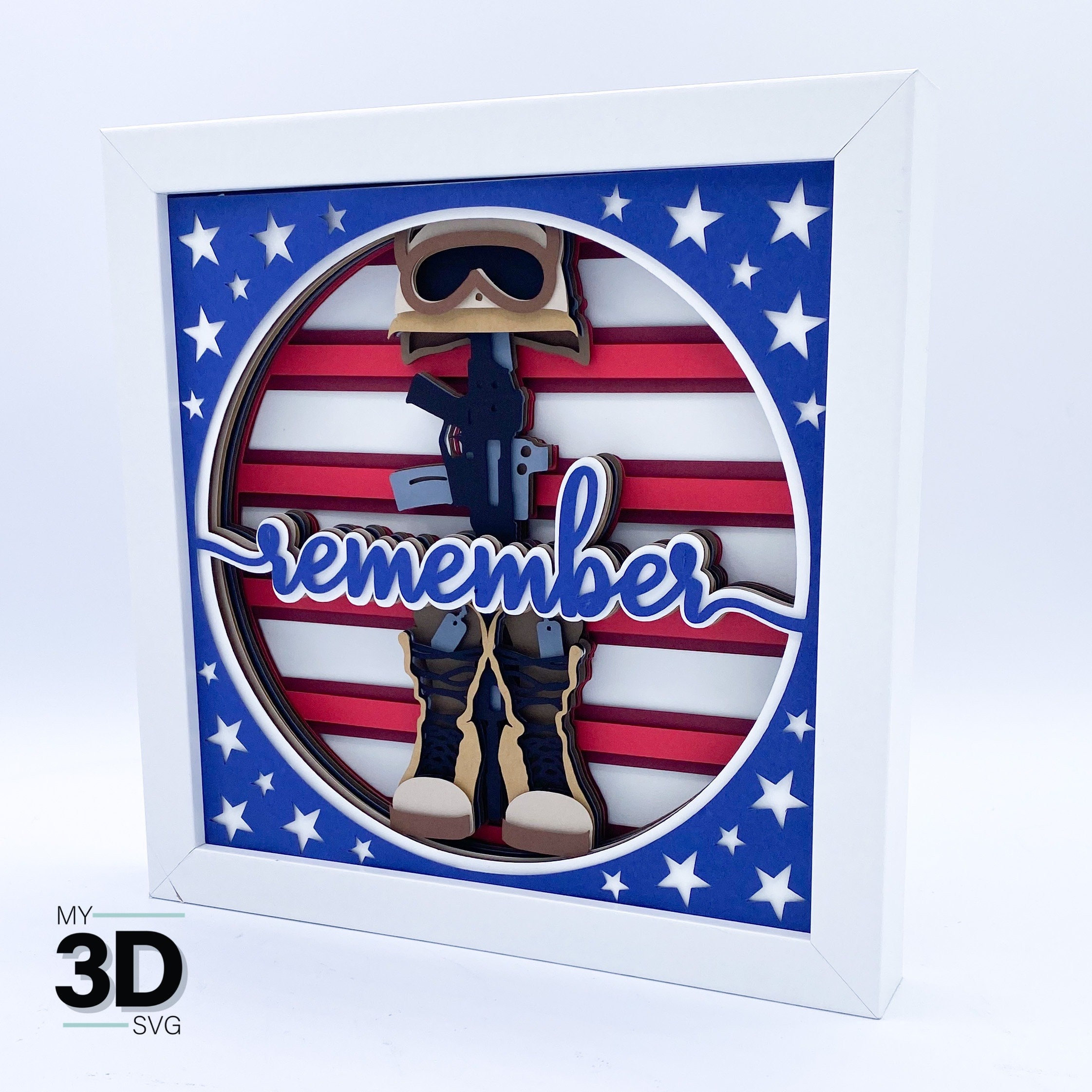 3D BATTLEFIELD CROSS SVG Memorial Day Shadow Box Svg Road - Etsy