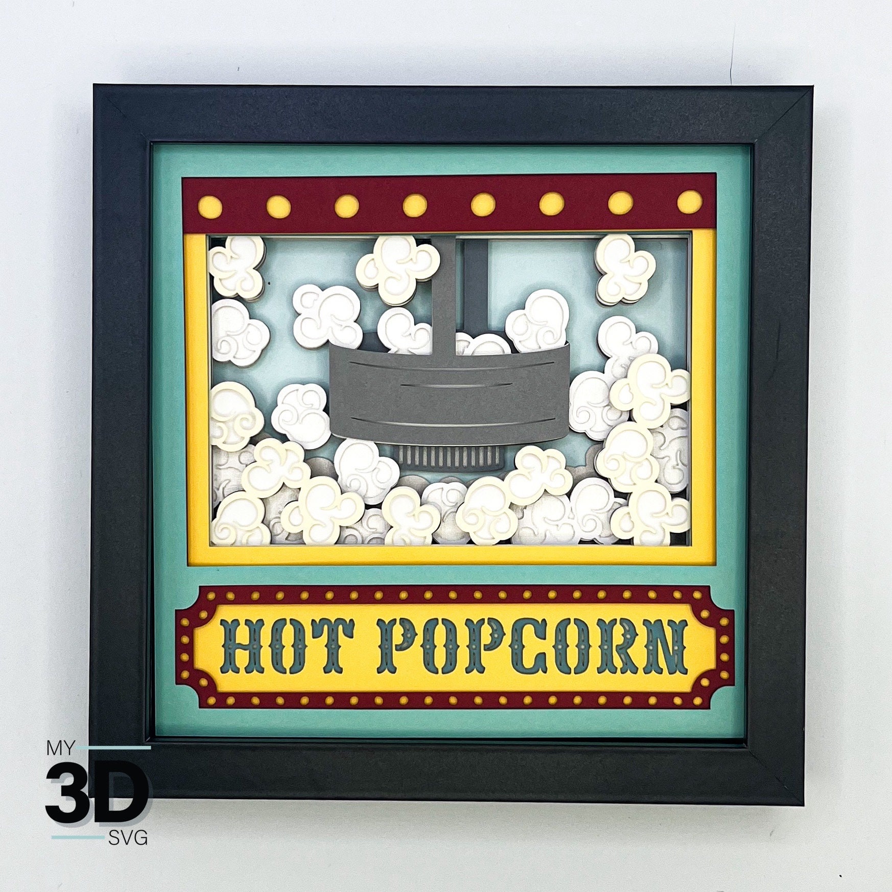 3D HOT POPCORN SVG - Shadow Box Svg - for Cricut - for Silhouette - Etsy