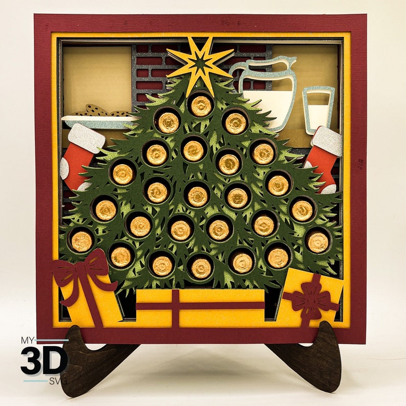 3D CHRISTMAS TREE ADVENT Svg Christmas Shadow Box Svg for - Etsy