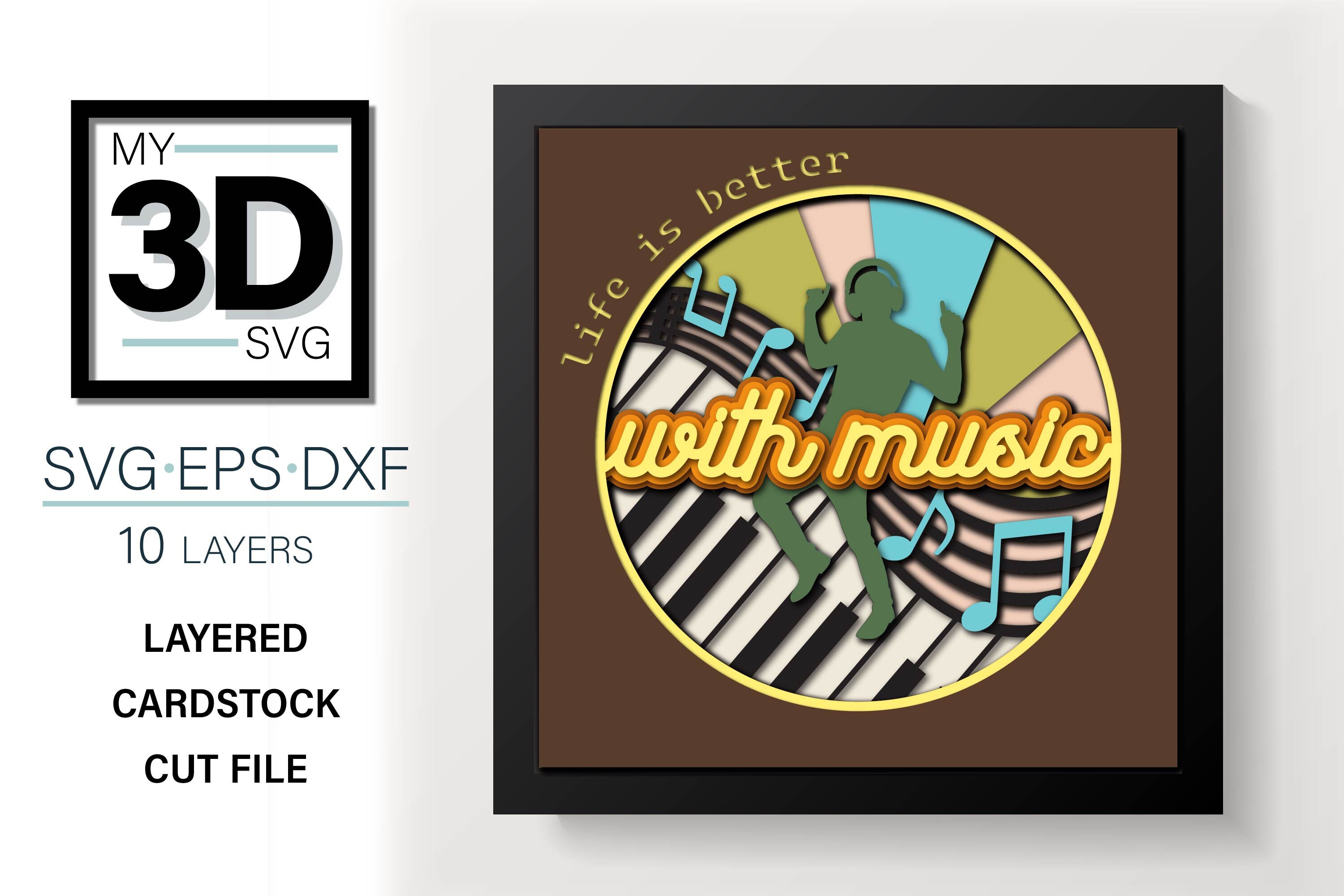 3D MUSIC SVG Shadow Box Svg for Cricut for Silhouette - Etsy Australia