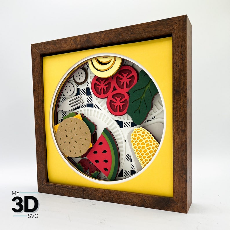 3D SUMMER PICNIC SVG summer Shadow Box Svg layered Cardstock - Etsy