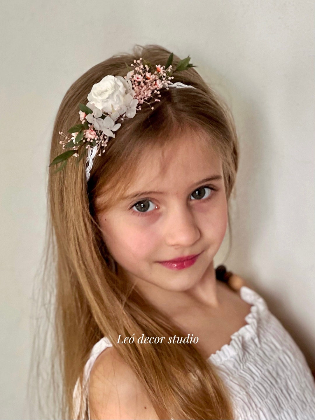 First Communion Headpiece, Preserved Roses Crown, Baby's Flower ...
