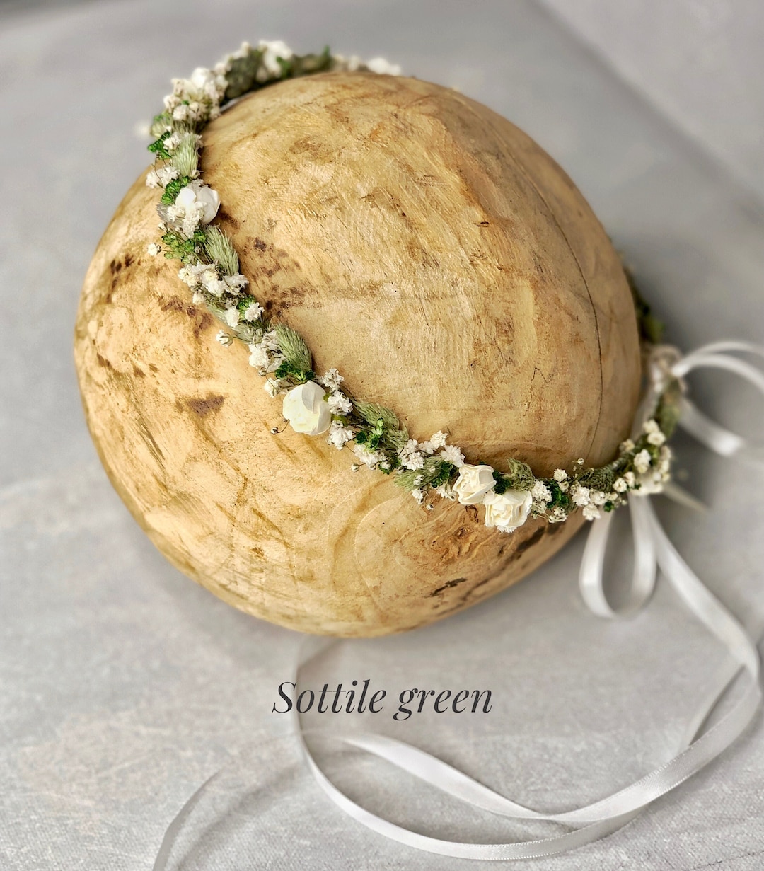 Thin Crown of Dried Flowers and Bamboo Paper Roses, Floral Bride Crown ...