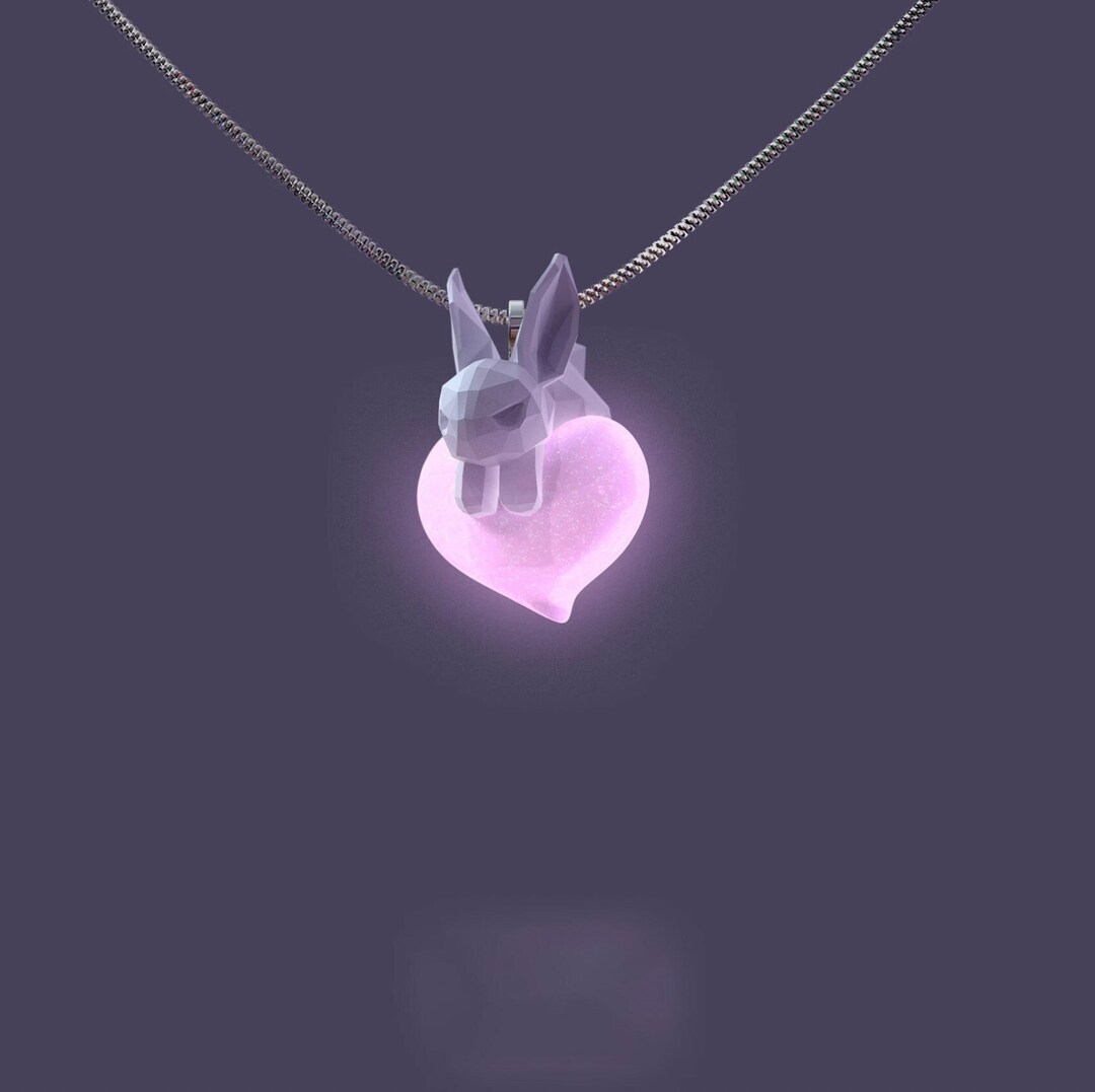 Spooky Pink Punk Rabbit Glow in the Dark Halloween Necklace Cute ...