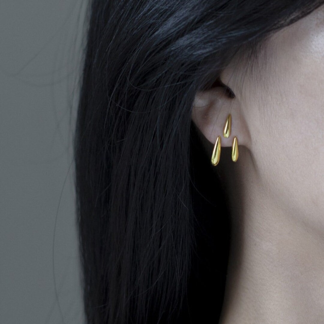 Artsy Raindrops Front Back Gold or Silver Statement Drop - Etsy