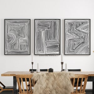 Black White Minimalist Line Art | Line Drawing, Modern Wall Art ...