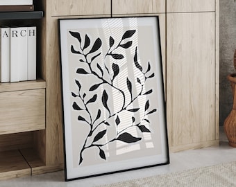 Black Abstract Flower Art Print, Black and White Abstract Art, Printable Art, Gallery Wall Art ...