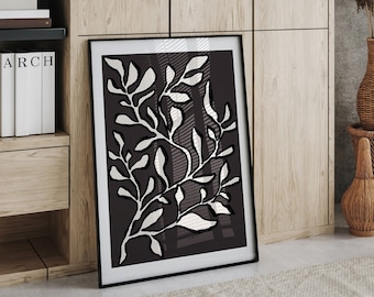 Black Abstract Flower Art Print, Black and White Abstract Art, Printable Art, Gallery Wall Art ...